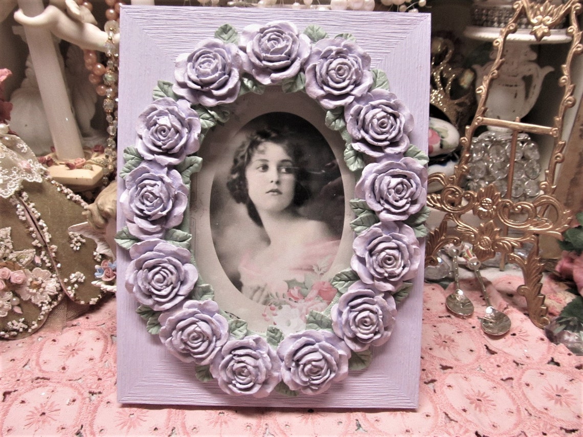 Lavender PHOTO FRAME With Lavender Rose Oval Tabletop | Etsy