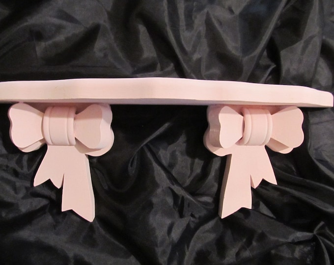 Double Bow WALL SHELF, Made of Wood, Hand Painted, Pink Chalk Paint ...