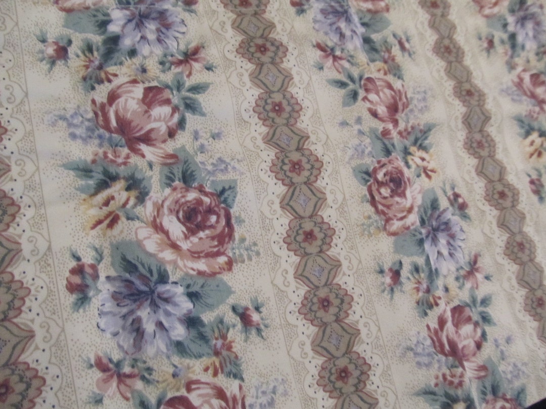 WINDOW VALANCE, Blouson Style, Cabbage Roses, 16"x88", Vintage, Craft ...