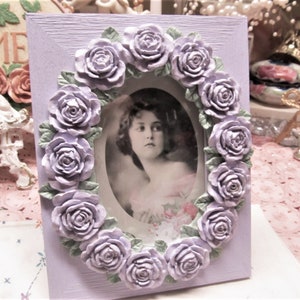 Lavender PHOTO FRAME With Lavender Rose Oval, Tabletop, 4"x6" Hand ...