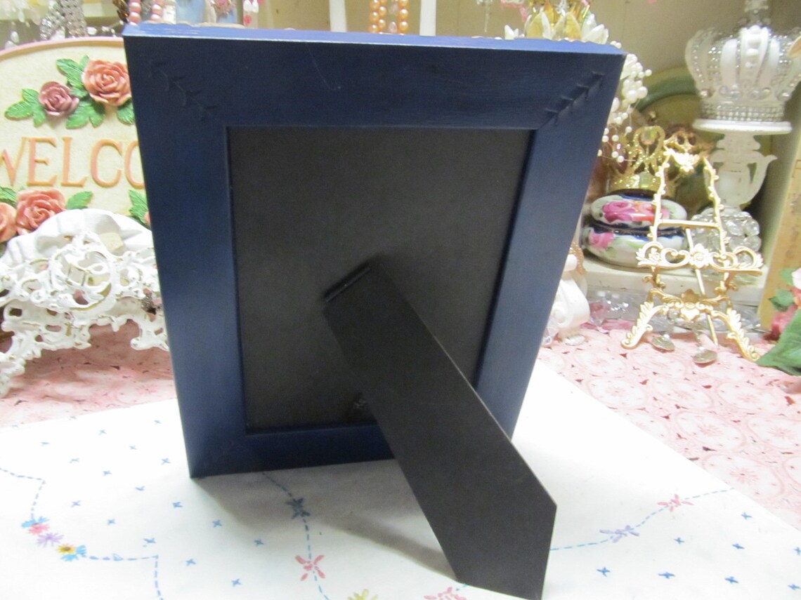 Navy Blue and Gold Ornate Photo Frame, 5x7 Photo, Hand Molded and Hand ...