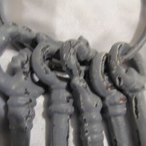 5 Cast Iron KEYS on a Ring, Dark Gray, Hand Painted, Distressed, Shabby ...