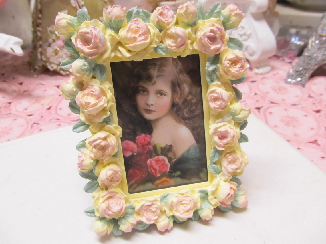 Small PHOTO FRAME Yellow Roses Handmade & Hand Painted | Etsy