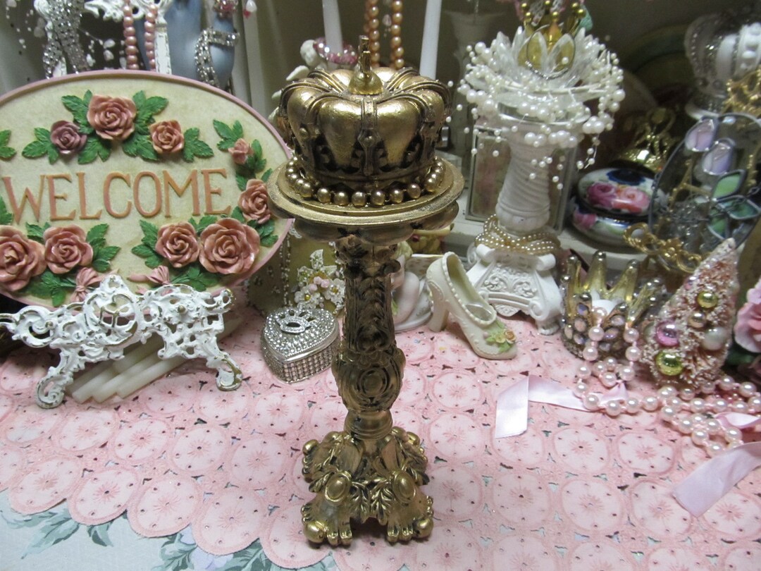 Royal Gold CROWN Top FINIAL Decor, Resin, Shabby Chic, Cottage, Crown ...