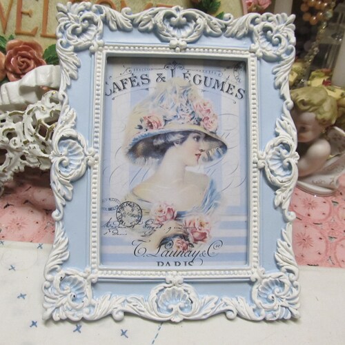 Navy Blue and Gold Ornate Photo Frame 5x7 Photo Hand Molded - Etsy