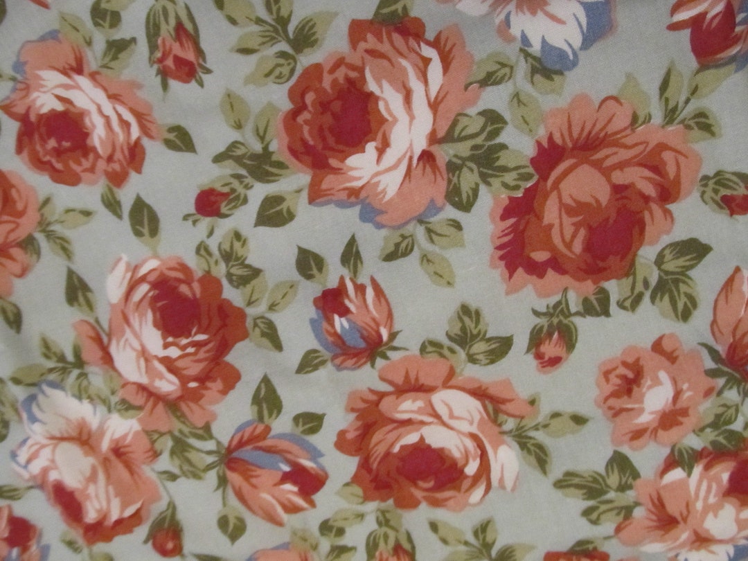 WINDOW VALANCE, Roses on Blue, Lined, 15"x80", Window Decor, Craft ...