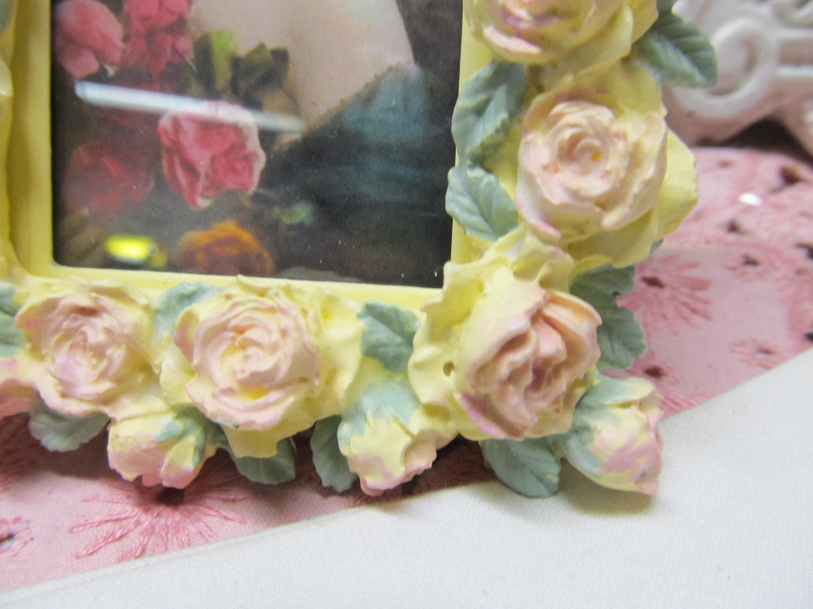 Small PHOTO FRAME Yellow Roses Handmade & Hand Painted | Etsy