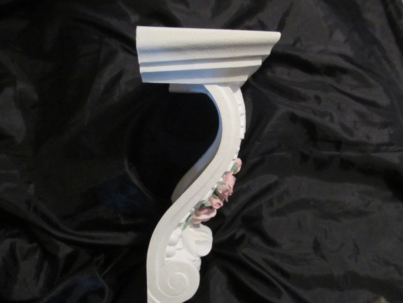 White WALL SHELF With Pink Molded Rose, Resin, Shabby Chic Decor ...