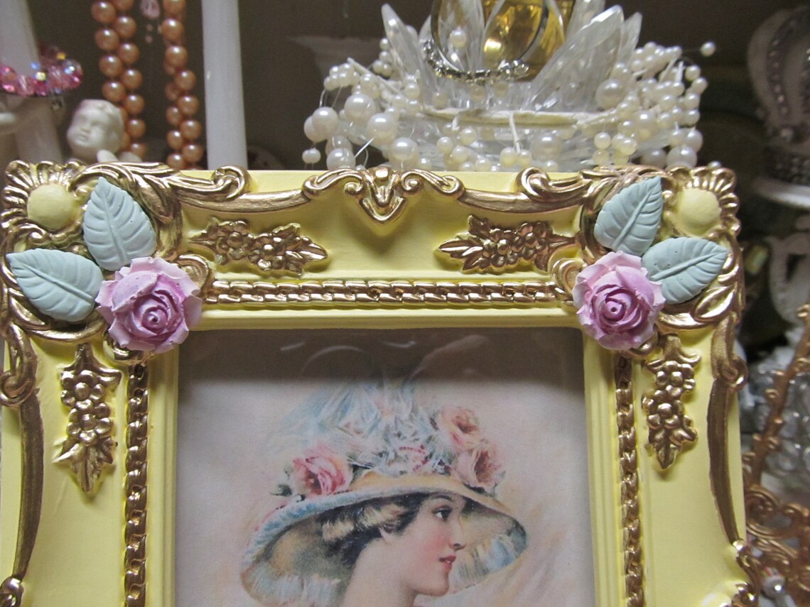 Yellow & Gold Ornate Photo Frame 5x7 Photo Hand Molded and - Etsy