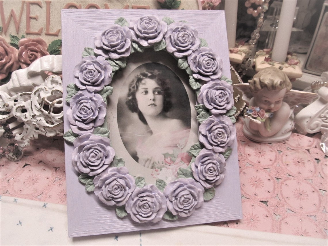 Lavender PHOTO FRAME With Lavender Rose Oval Tabletop - Etsy
