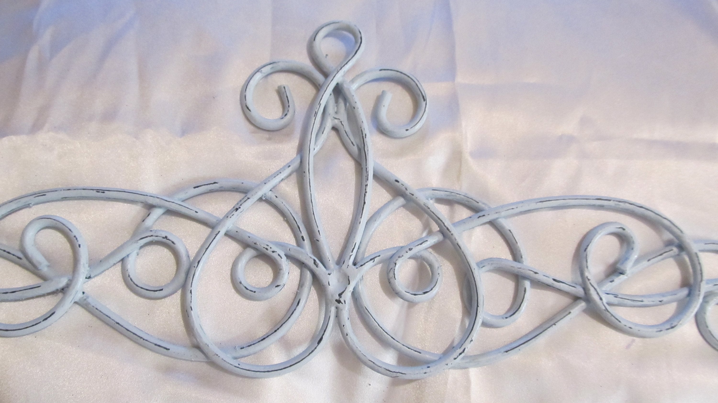 Shabby Chic Pastel BLUE PEDIMENT Wall Decor Metal Scroll | Etsy