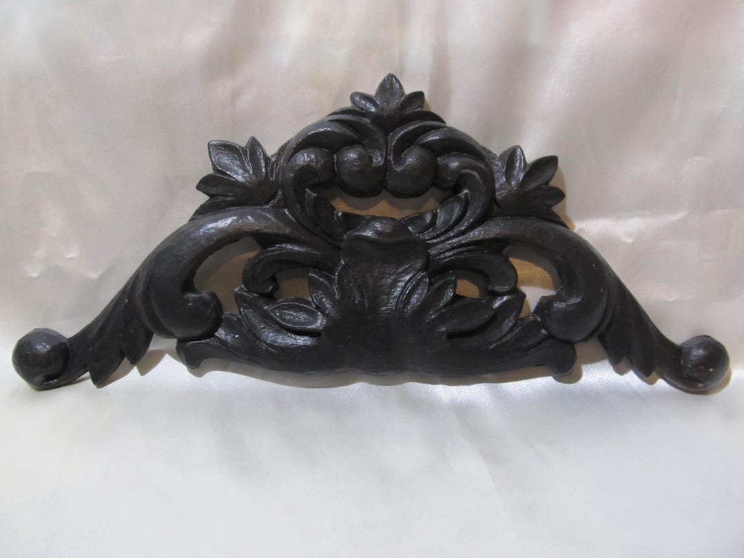 Black Ornate WALL PEDIMENT, Wall Decor, Lightweight Resin, Frame Topper ...