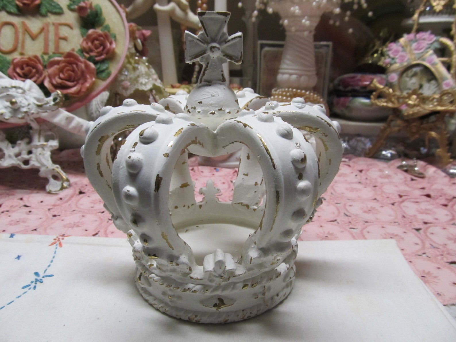 White CROWN Decor Resin Hand Painted Crown Decor Home | Etsy