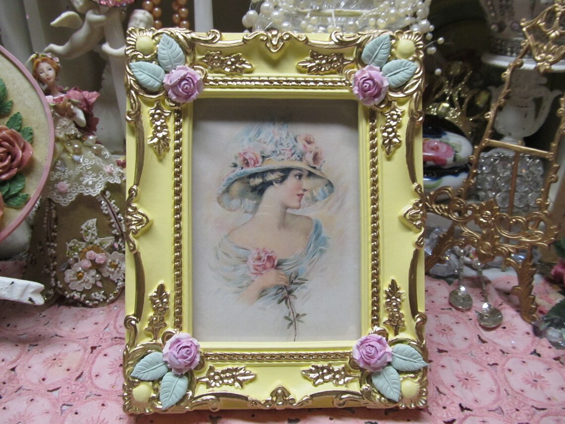 Yellow & Gold Ornate Photo Frame 5x7 Photo Hand Molded and - Etsy