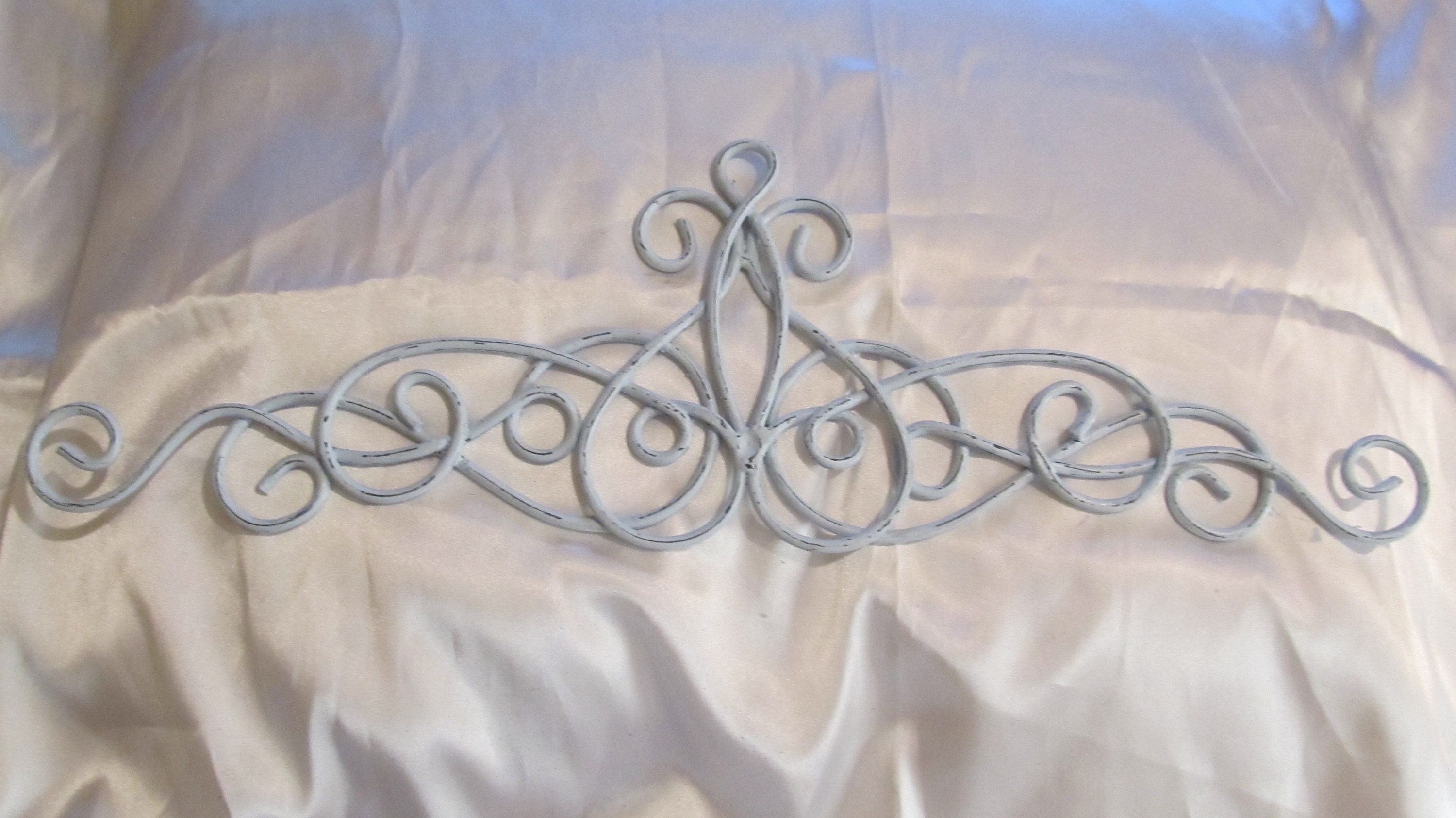 Shabby Chic Pastel BLUE PEDIMENT Wall Decor Metal Scroll | Etsy