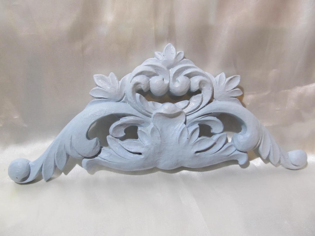 Pastel Blue Ornate WALL PEDIMENT, Wall Decor, Lightweight Resin, Frame ...