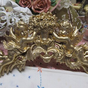 All Gold CHERUB PEDIMENT, Wall Decor, Hand Molded and Painted, Topper ...