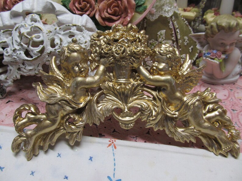 All Gold CHERUB PEDIMENT Wall Decor Hand Molded and Painted - Etsy