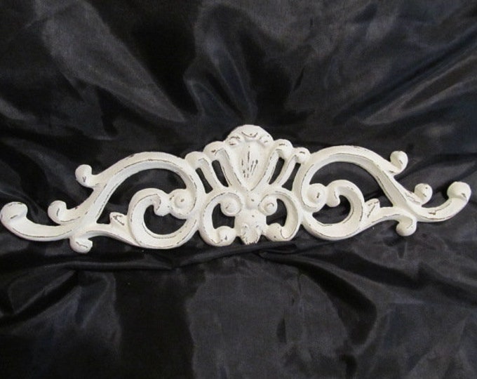 White WALL PEDIMENT, Cast Iron, Wall Decor, Distressed, Shabby Chic ...