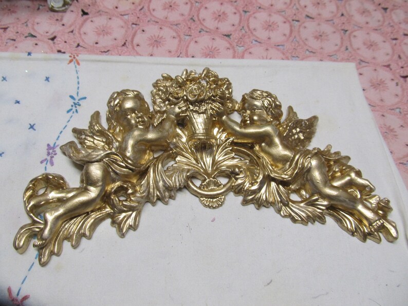 All Gold CHERUB PEDIMENT Wall Decor Hand Molded and Painted - Etsy