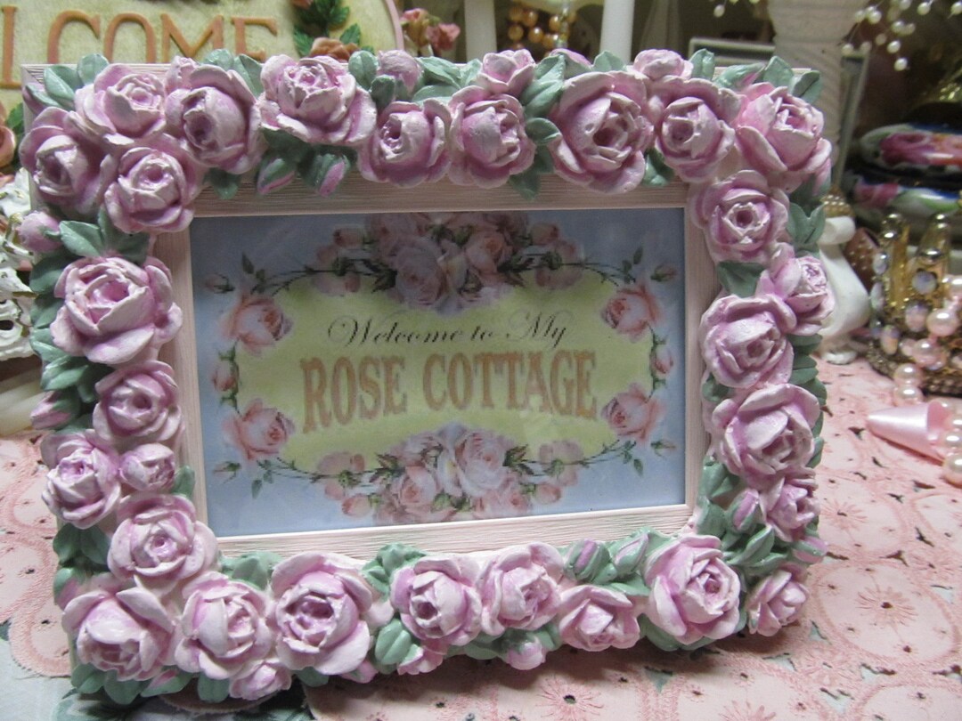Pink Roses PHOTO FRAME, 4" X 6" Photo, Hand Molded & Hand Painted ...