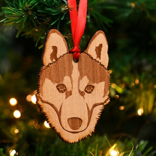 Siberian Husky Dog Christmas Tree Topper Wreath Decoration or - Etsy