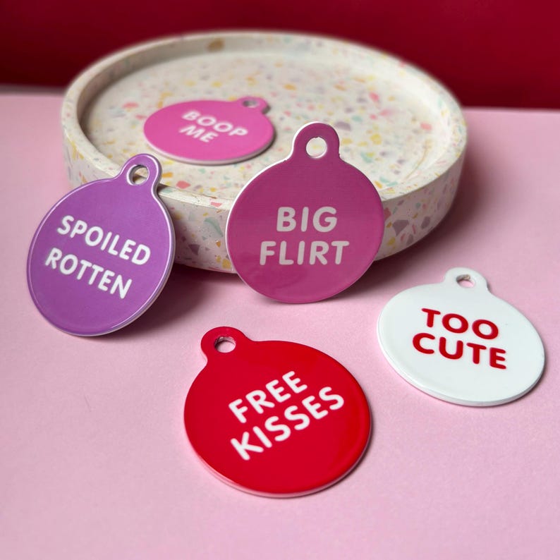 Pet ID Nametag for Dog or Cats Collar - Cheeky Love Slogans - Etsy Canada