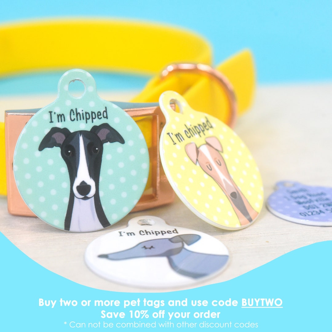 Greyhound Dog ID Tag for Greyhound Collar, Illustrated Dog Tags for ...