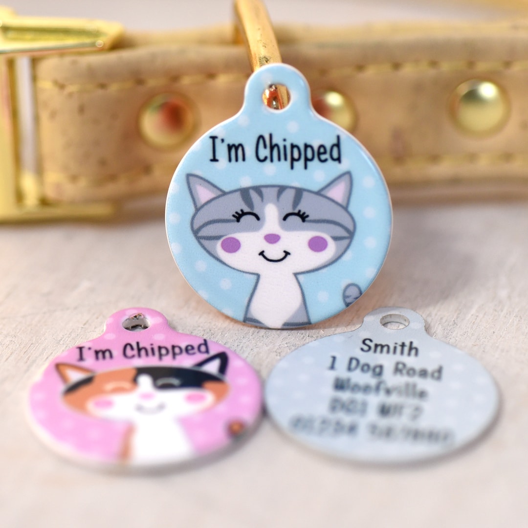 Cat ID Tag for Cat Collar, Personalized Cat Tag - Cat ID Collar Tag ...