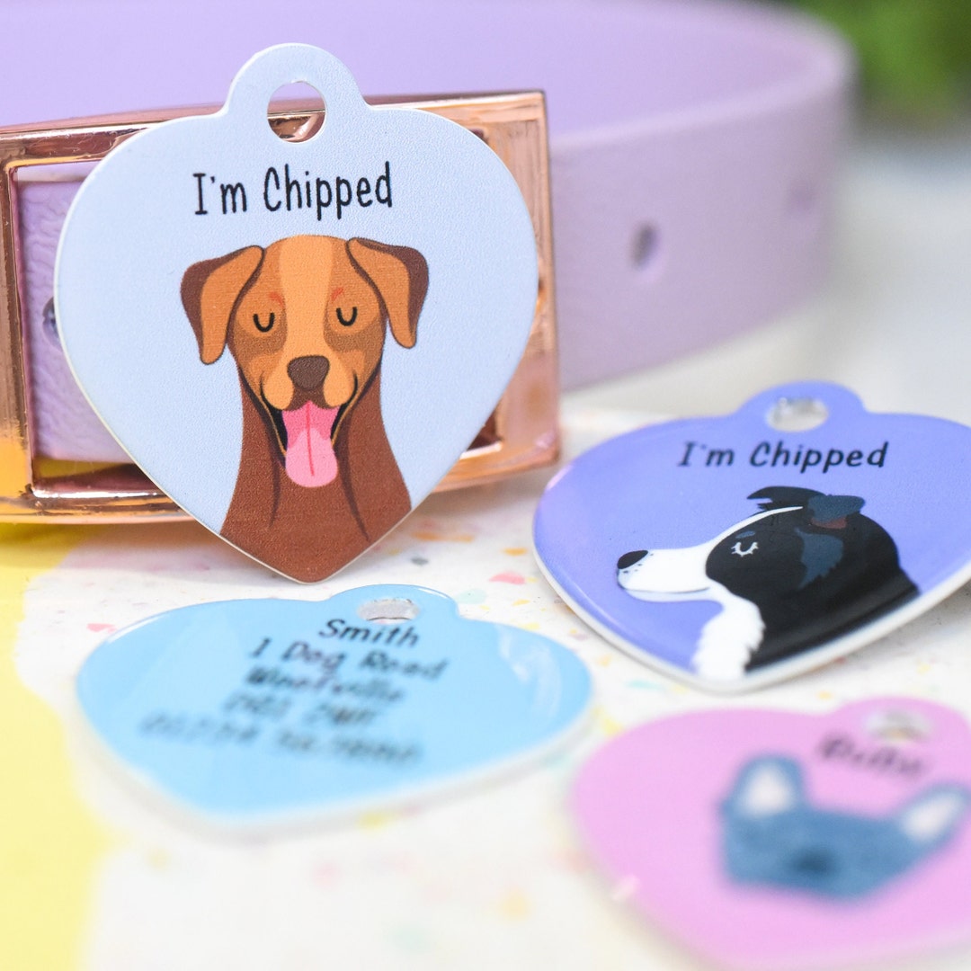 Dog Tag Custom Cartoon Dog Heart Shaped ID Name Tag Dog Collar Tag ...