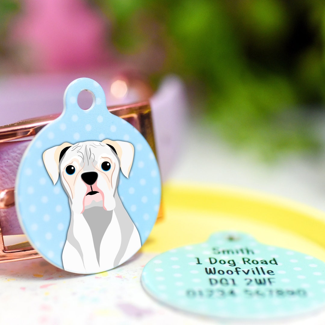 Dog Tag for Boxer Dogs With Personalised Name and Address, Custom ID ...