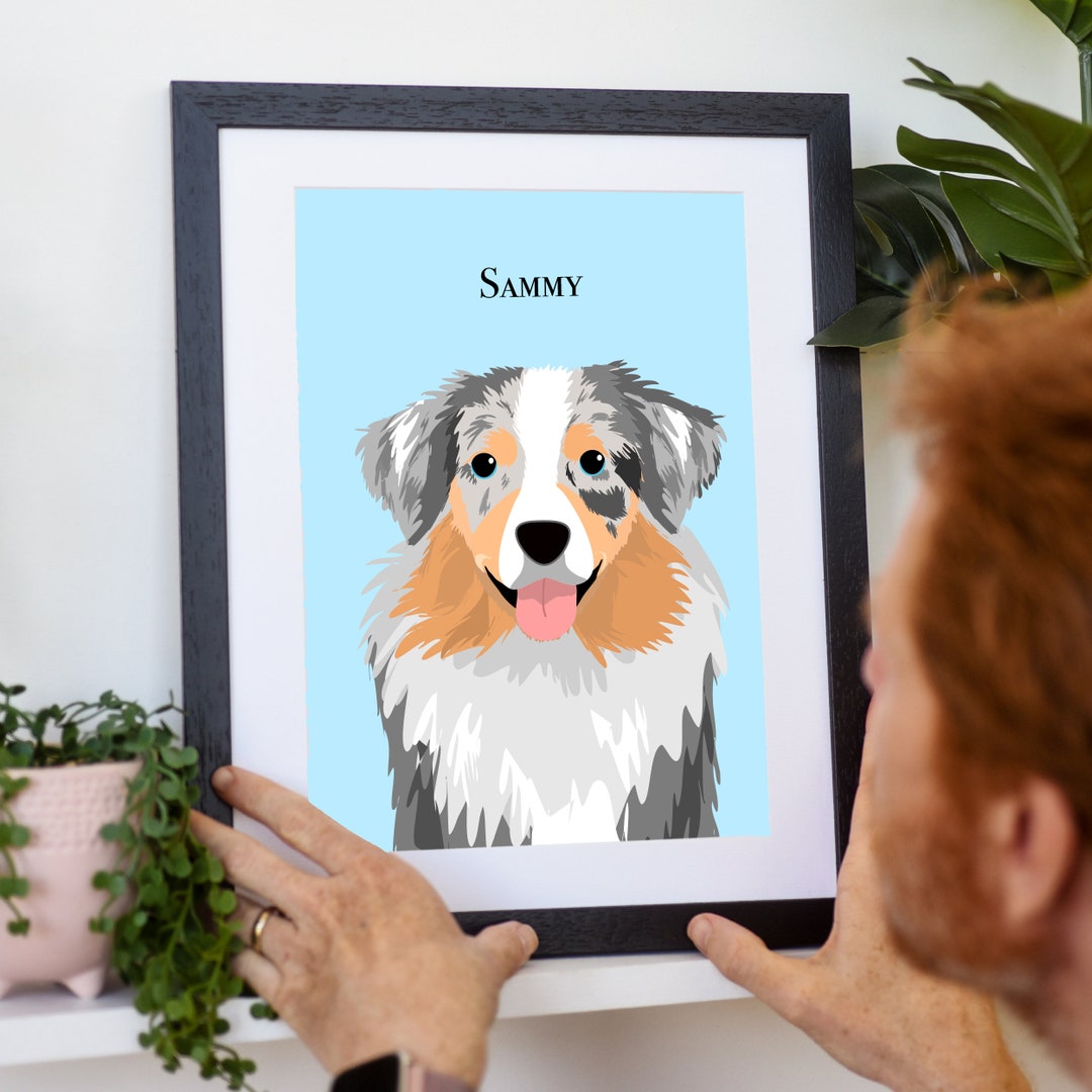Personalised Dog Digital Drawing Print With Custom Illustrated Dog ...