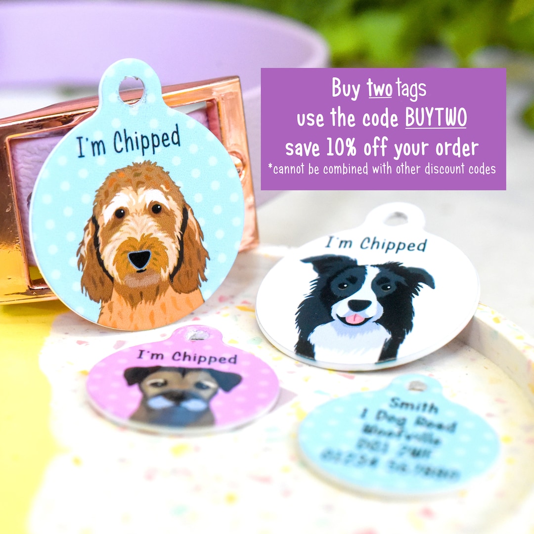 Dog Tag Custom Illustrated Dog Collar Tags Personalised Illustrated ID ...