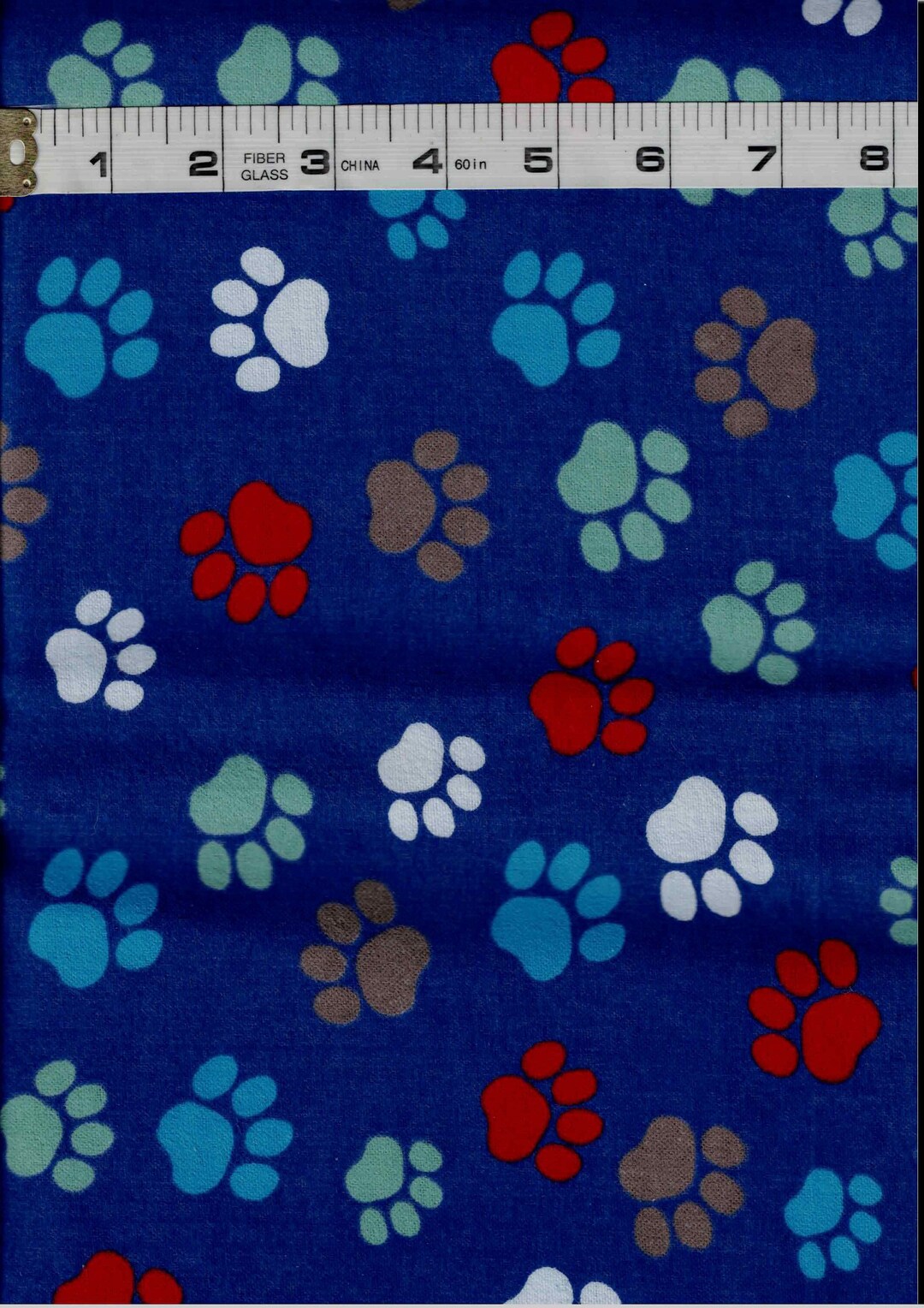 Flannel Blue Background With Dog Paws in Colors for Babies, Kids, Burp ...