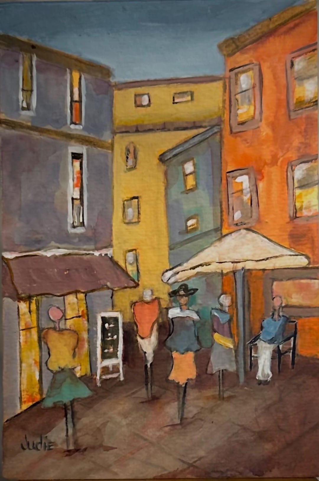 SHOPPING, POSITANO, ITALY an Original Acrylic Painting by Judie Mulkey ...