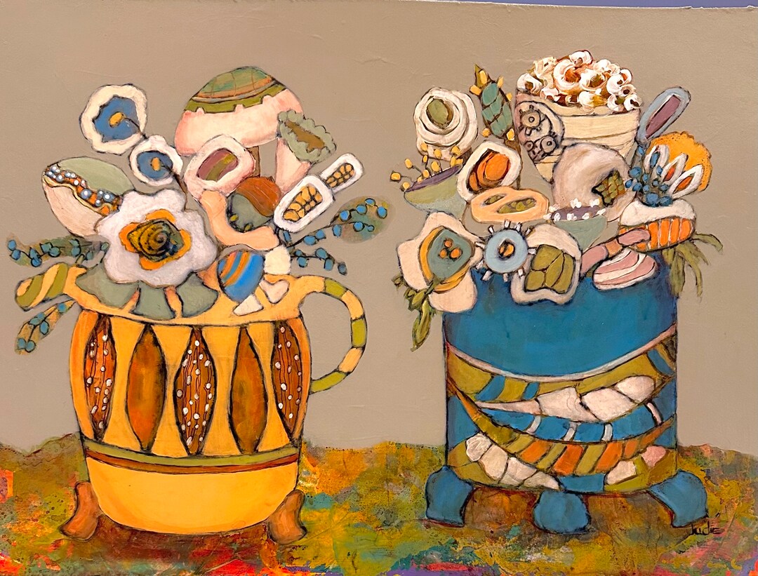 RADIANT LADIES a LARGE Original Abstract Floral Acrylic Painting by ...