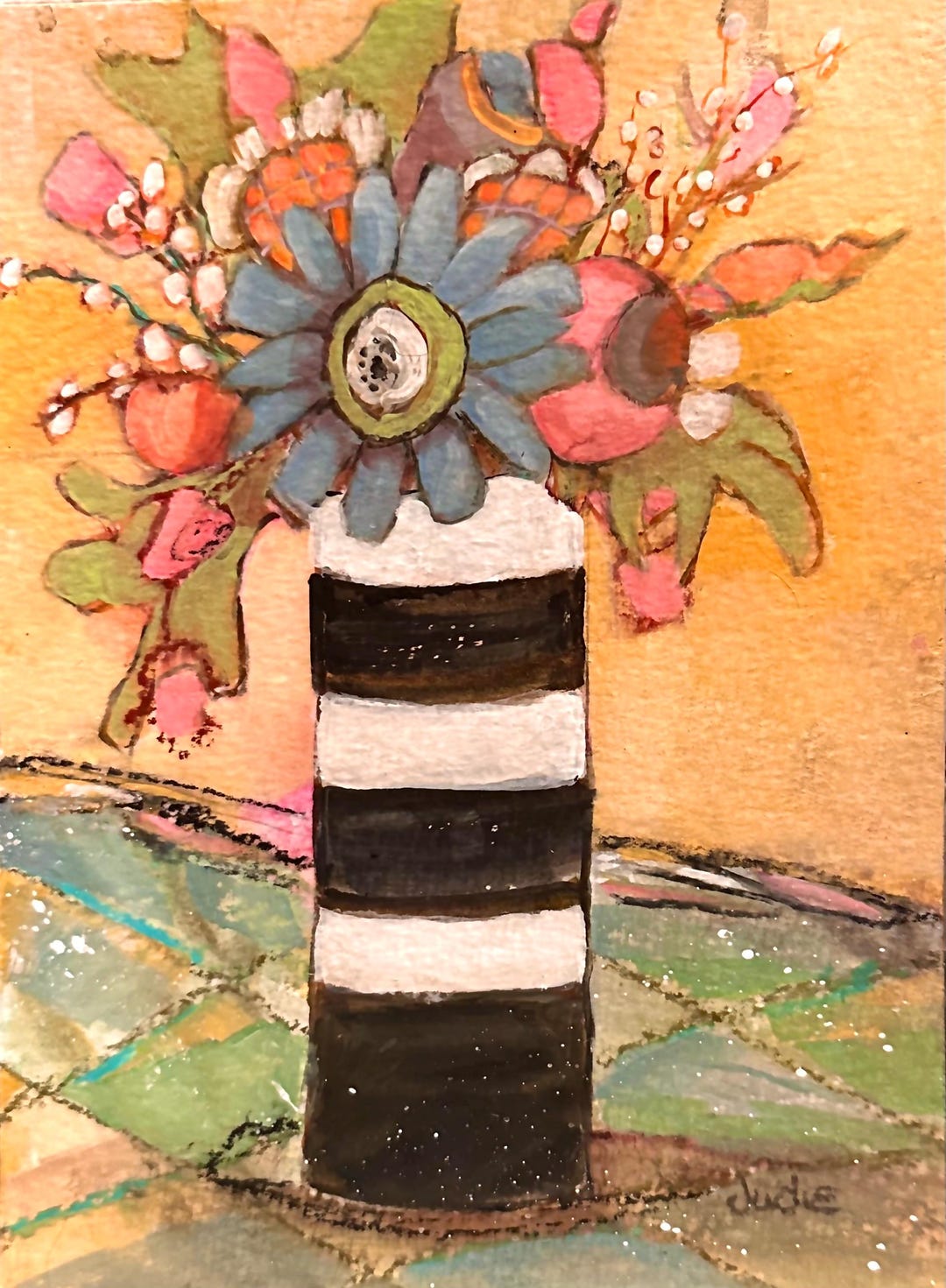 LUNCH IS READY an Original Abstract Floral Acrylic Painting by Judie ...