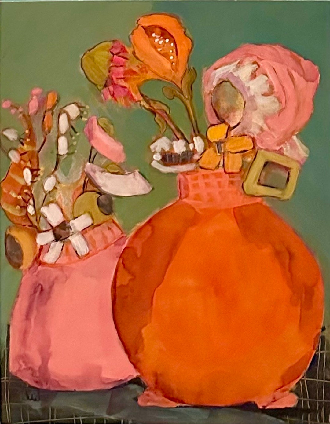 TWO of A KIND an Original Abstract Acrylic Floral on Wooden Canvas by ...