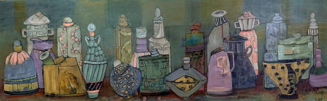 Still Life Pottery Vases THE COLLECTION Original Large Painting Wooden ...