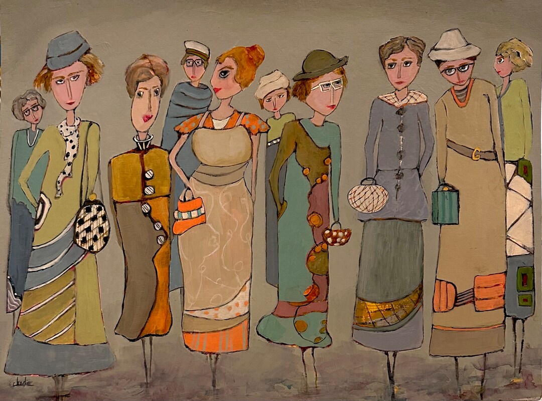 Figures Ladies Painting Art THE GUCCI GIRLS a Large Original Acrylic ...