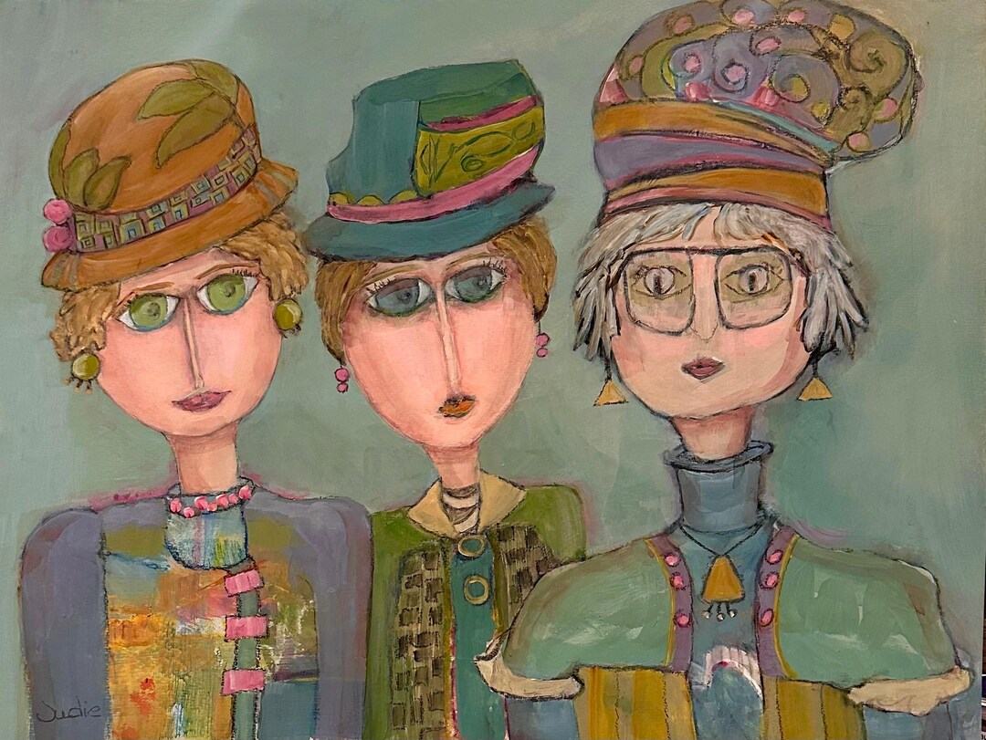 BOOK CLUB MEETING A Large Original Acrylic Painting by Judie Mulkey ...