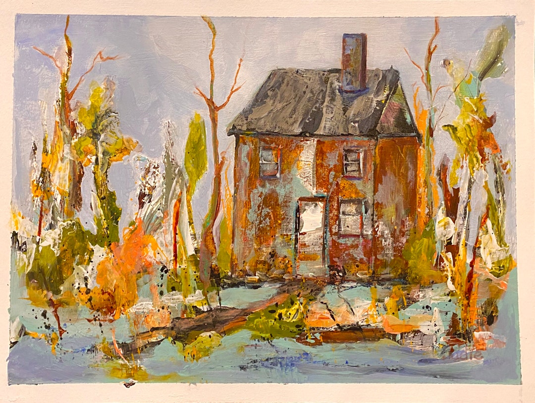 MOUNTAIN CABIN an Original Painting By, Artist Judie Mulkey Wall Art ...