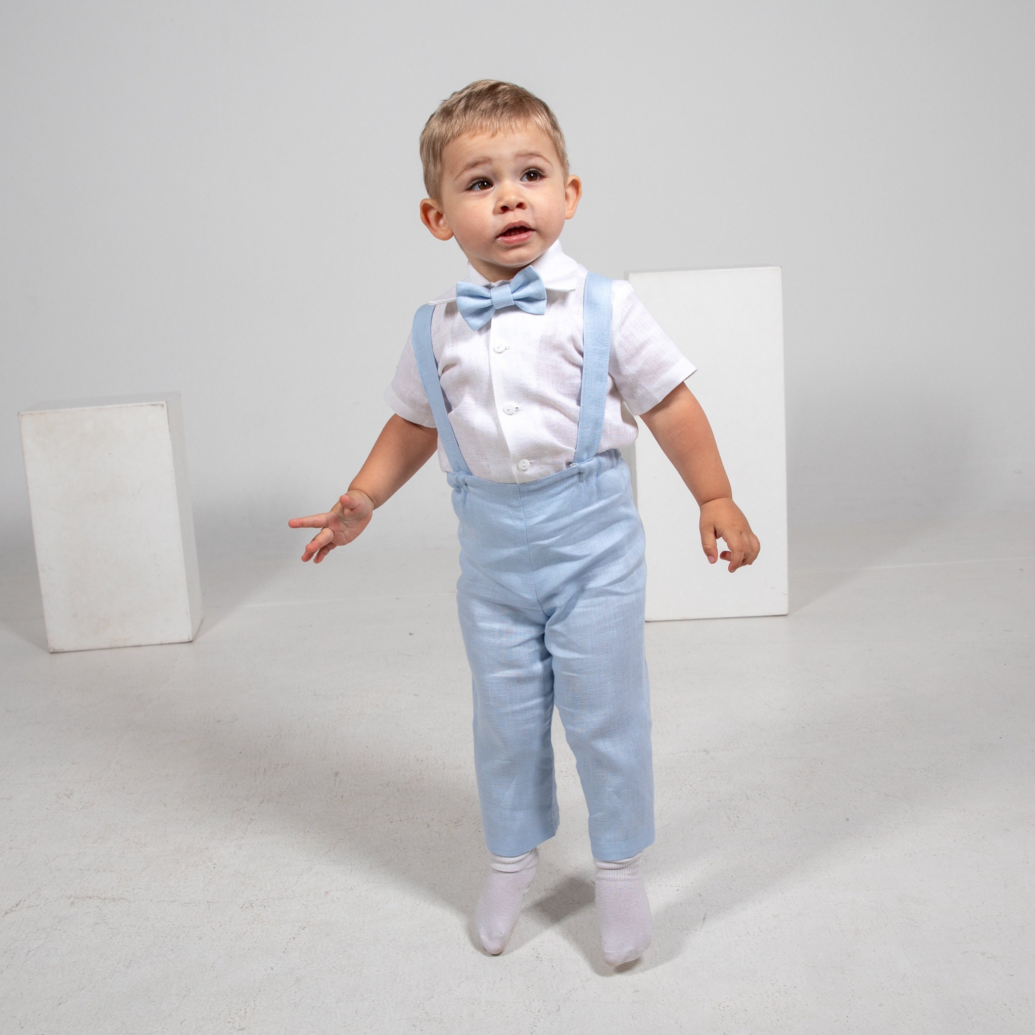 Azul claro bebé niño traje Boy tirantes traje pantalones con | Etsy