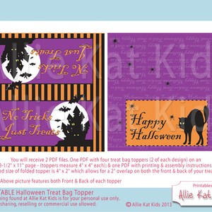Halloween Treat Bag Toppers - 2 PRINTABLE Treat Bag Toppers - Black Cat ...