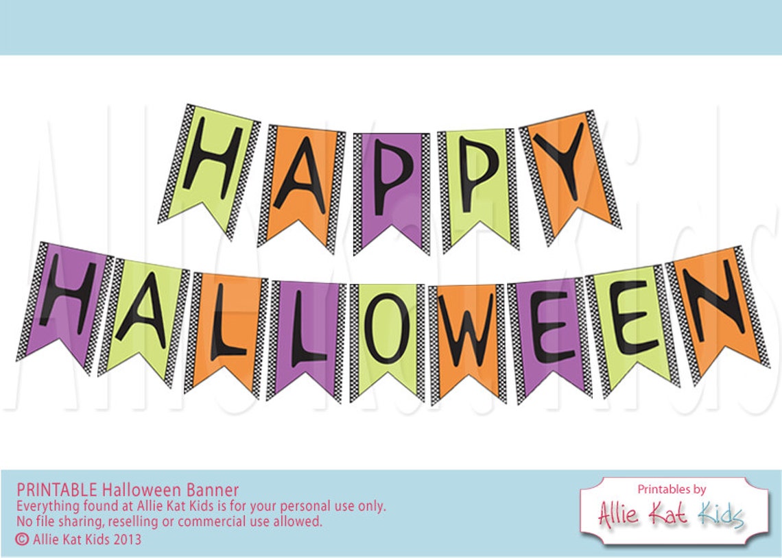 HAPPY HALLOWEEN - Printable Banner DIY Happy Halloween Purple Green ...
