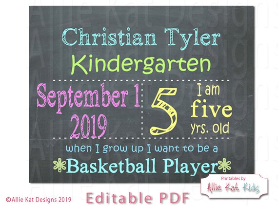 EDITABLE First day of School sign, Photo Prop, Back to School ...