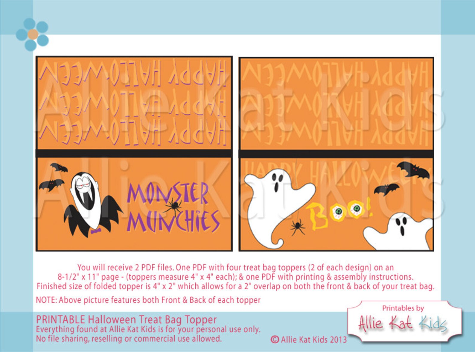 Halloween Treat Bag Toppers - 2 PRINTABLE Treat Bag Toppers - Vampire ...