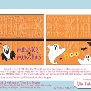 Halloween Treat Bag Toppers - 2 PRINTABLE Treat Bag Toppers - Vampire ...