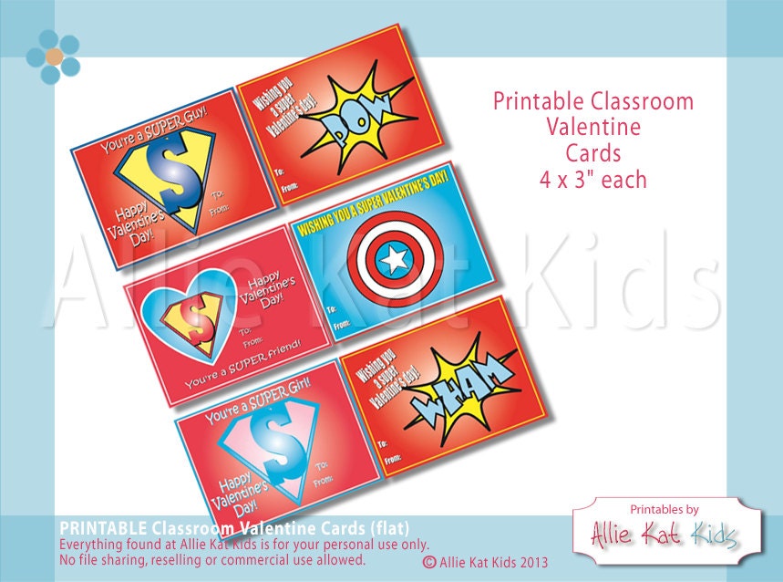Valentines Day Cards Printable Valentine Card DIY Classroom Valentine ...