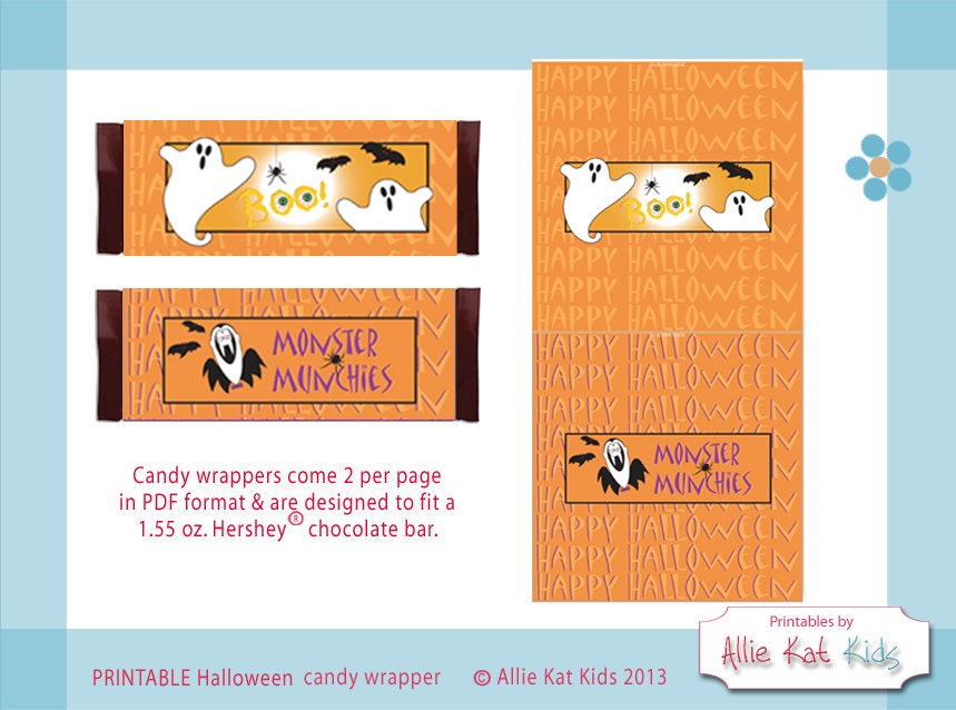 Halloween Candy Bar Wrapper Featuring Ghosts, Monster Munch | Halloween ...